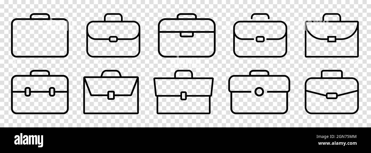 Briefcase icon set. Business briefcase icon designed in filled, outline ...
