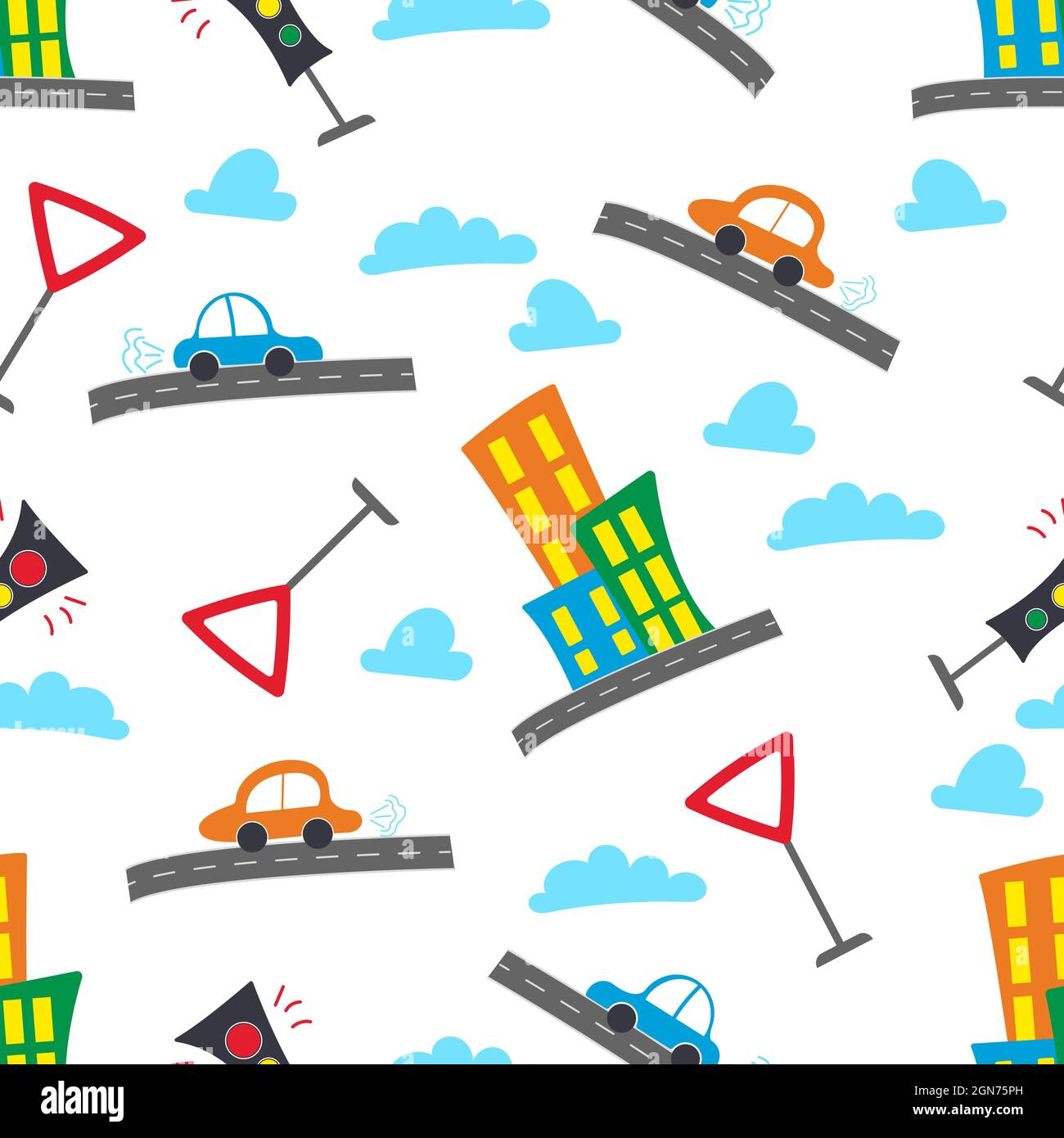 Transportation theme with Car. Seamless pattern isolated on white ...