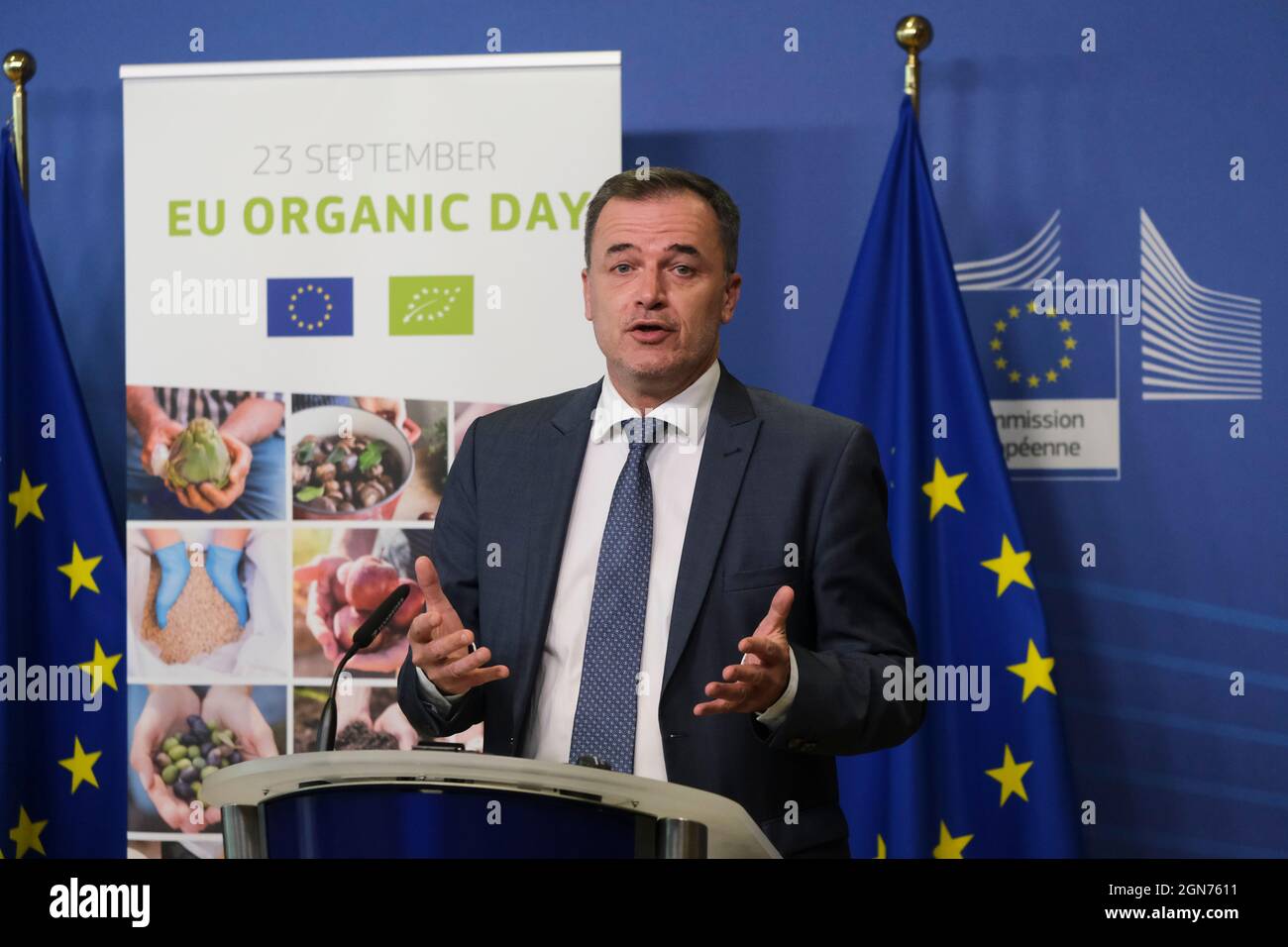 Member of EU Parliament Benoit LUTGEN attends in a press conference to ...