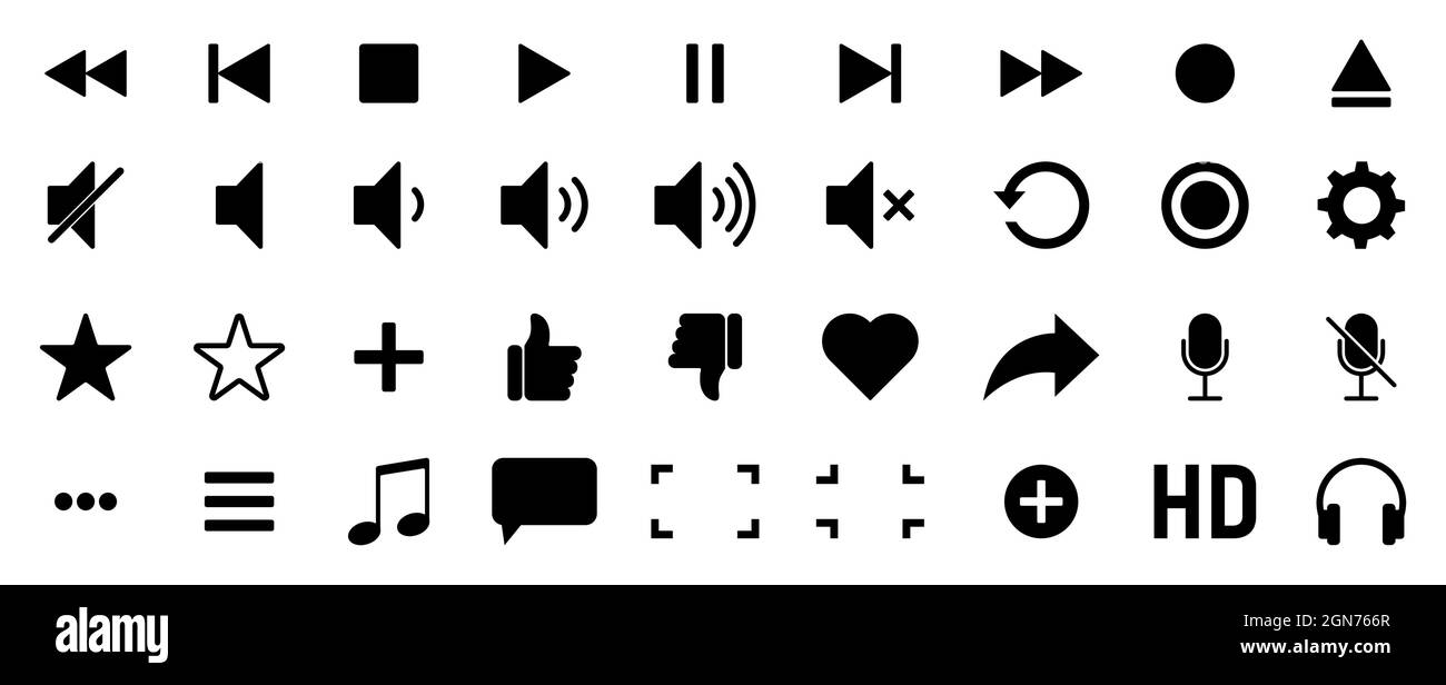 Media Player Icons Set. Vector Illustration isolated on white ...