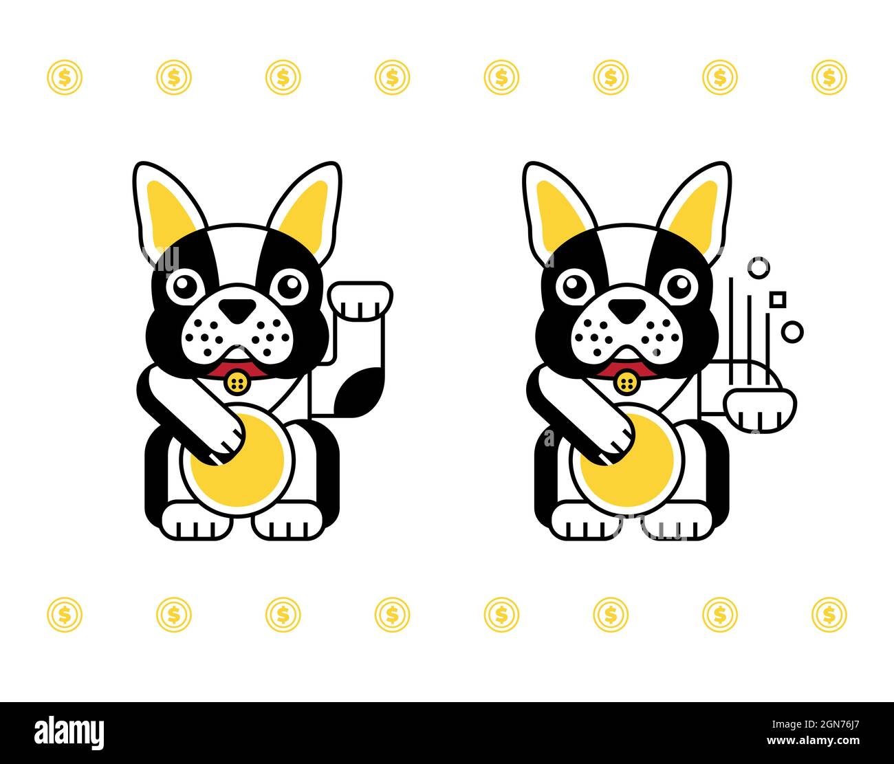 Lucky bulldog brings good luck isolated on white Stock Vector Image ...