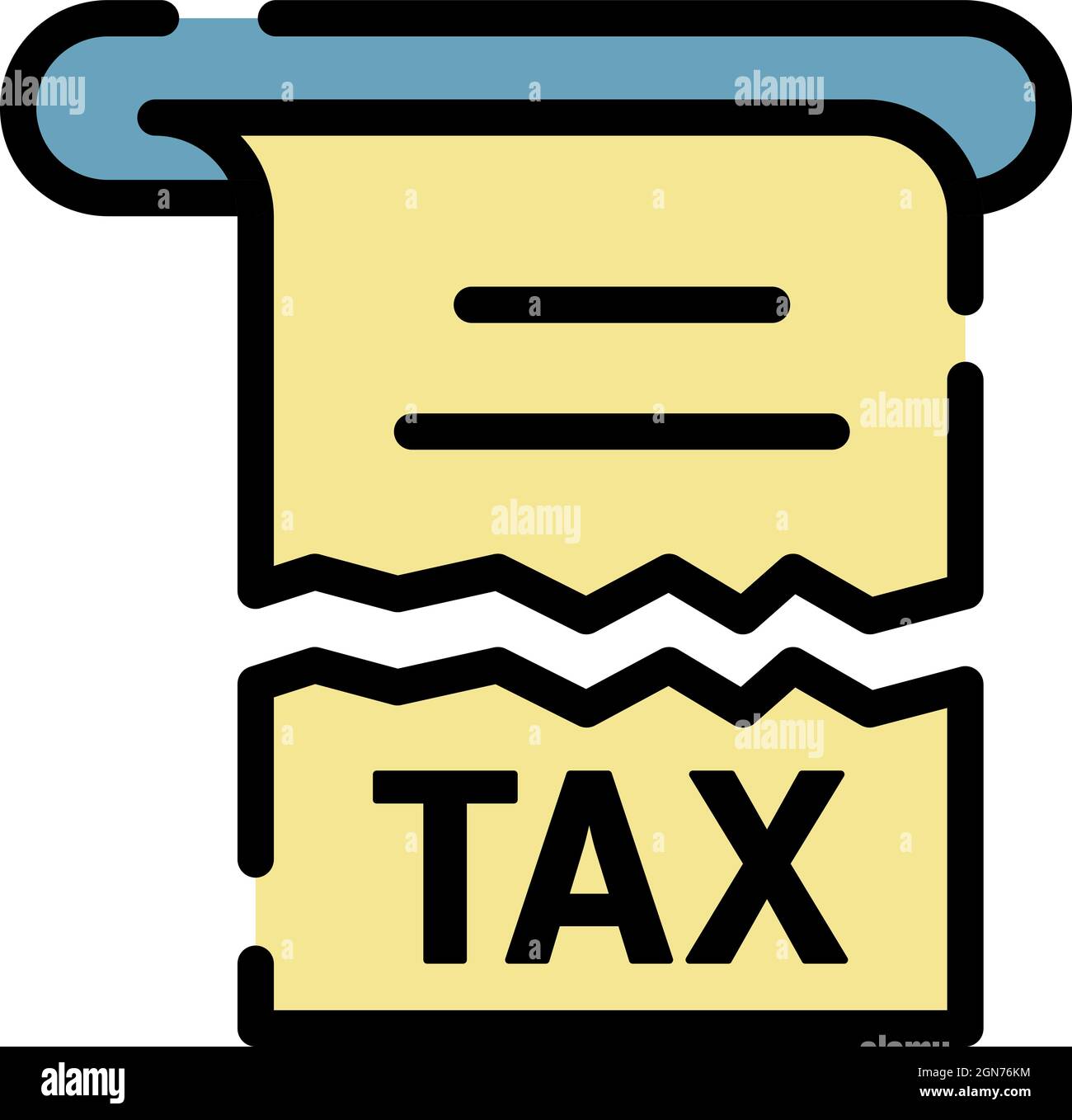 Tax paper icon. Outline tax paper vector icon color flat isolated Stock ...