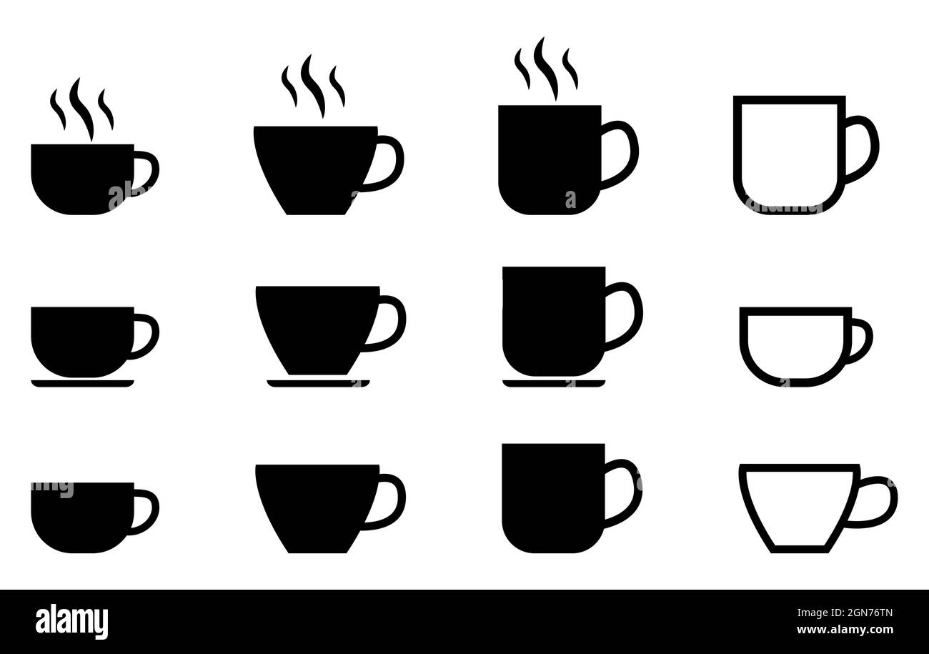 Set of coffee cup icons. Vector illustration isolated on white ...
