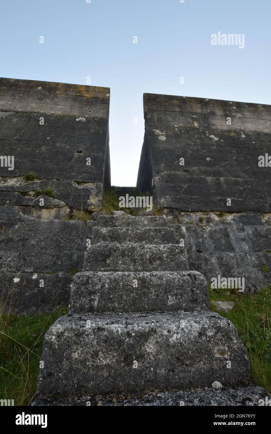 Concrete steps in the Glynn Valley China Clay Works Temple Bodmin Moor ...
