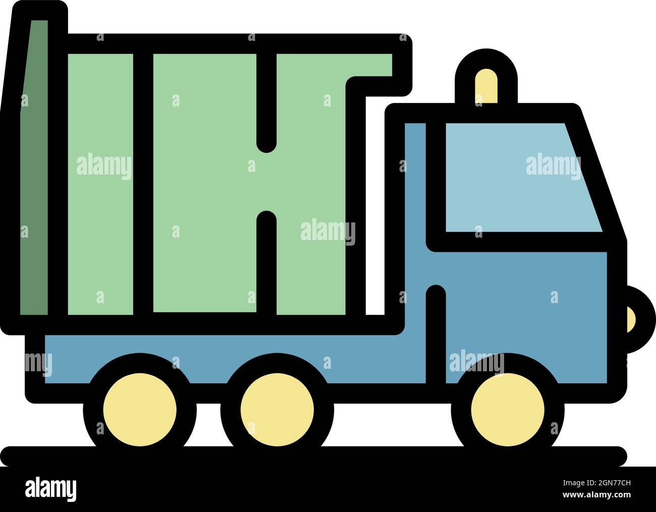 Garbage truck icon. Outline garbage truck vector icon color flat ...