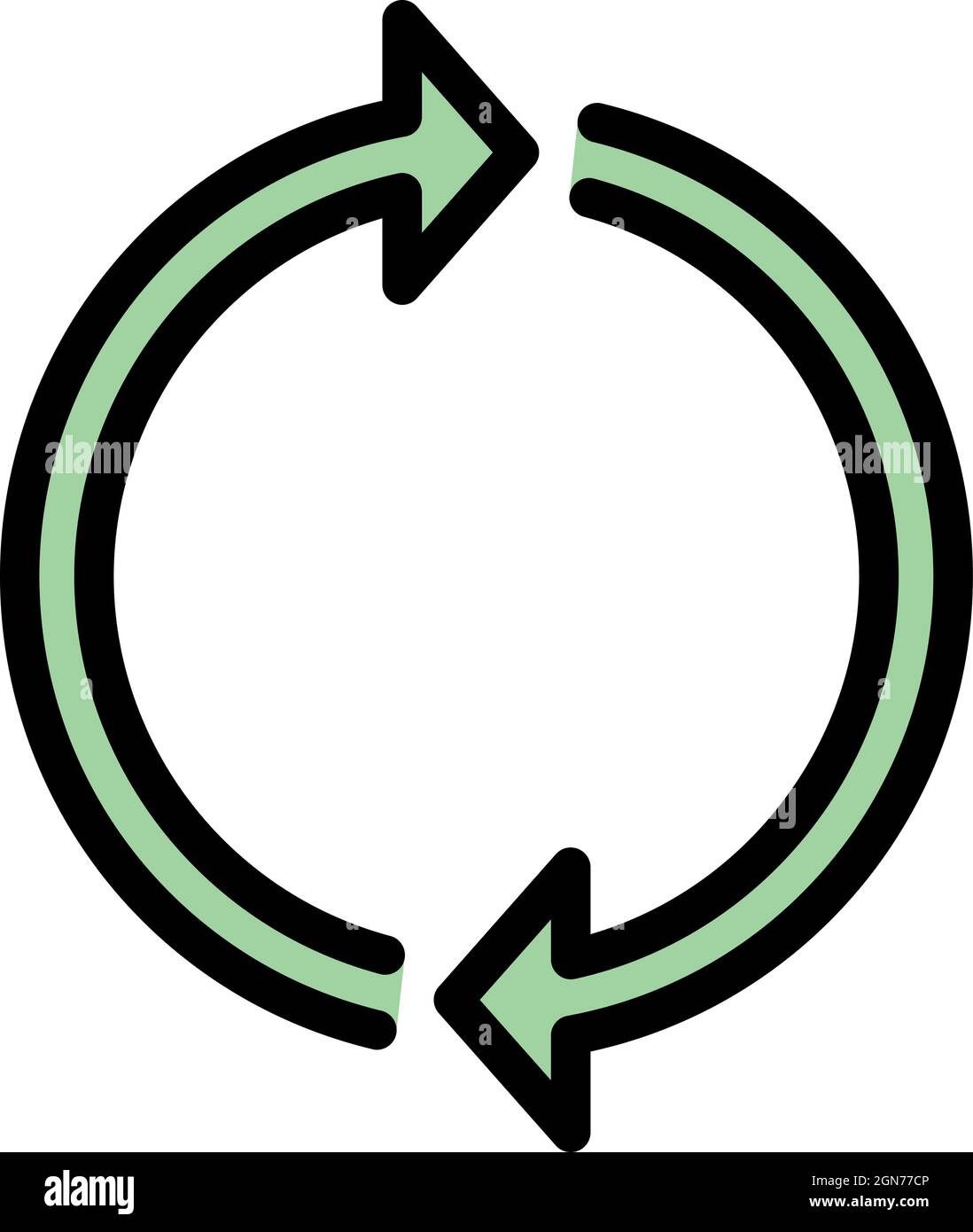 Two arrows forming a circle icon. Outline two arrows forming a circle ...