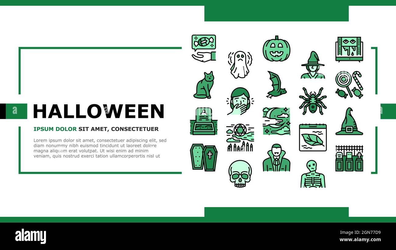 Halloween Autumn Season Holiday Landing Header Vector Stock Vector ...