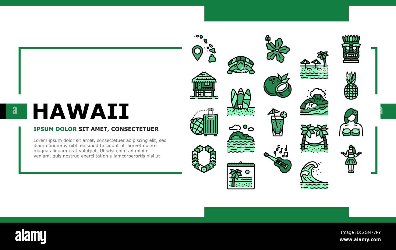 Hawaii Island Vacation Resort Landing Header Vector Stock Vector Image ...