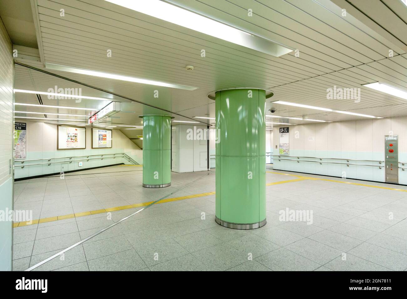 Tokyo, Japan - May 2019: Tokyo Metro Subway Station Corridor Stock ...