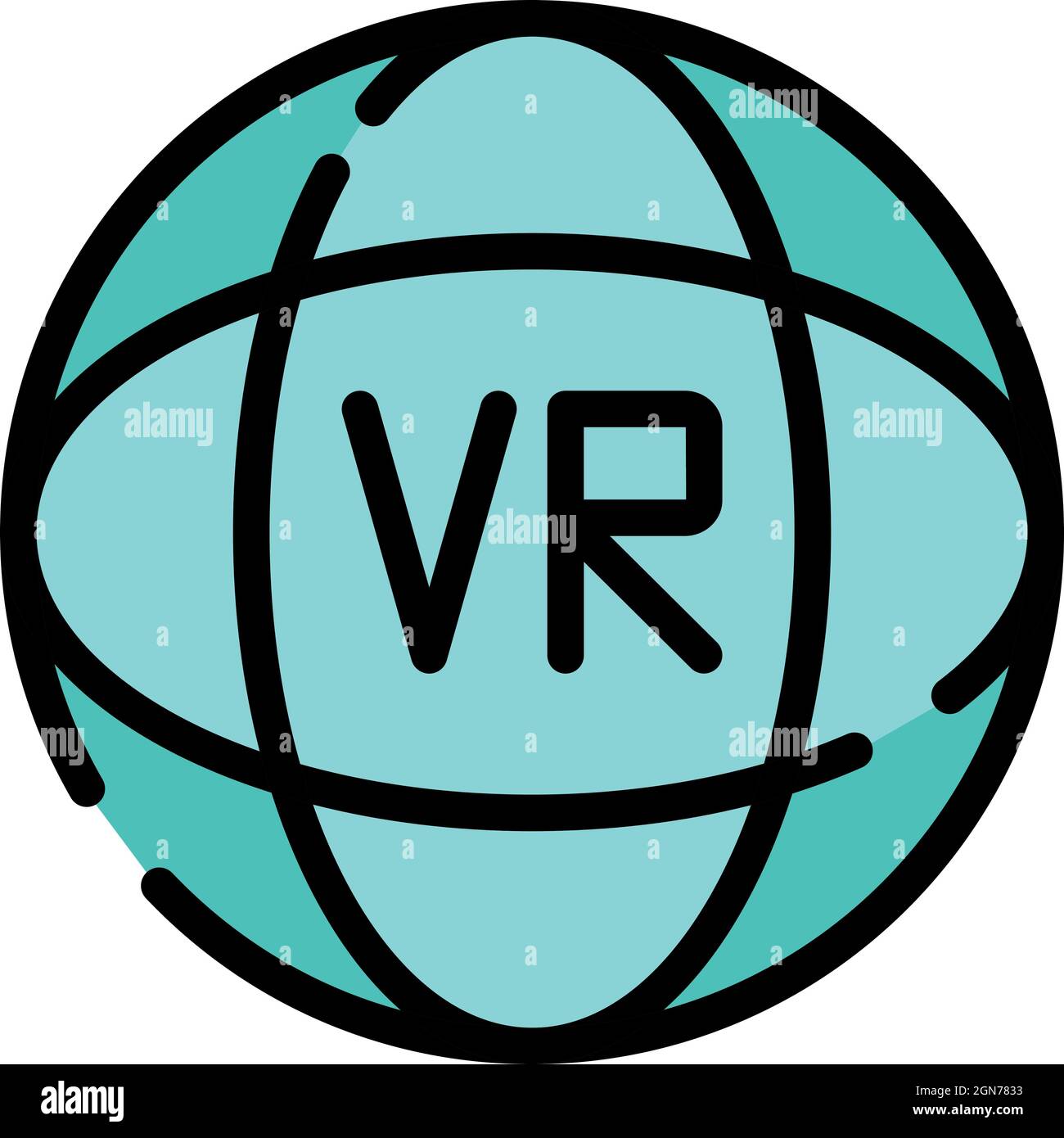 Vr simulation icon. Outline vr simulation vector icon color flat ...