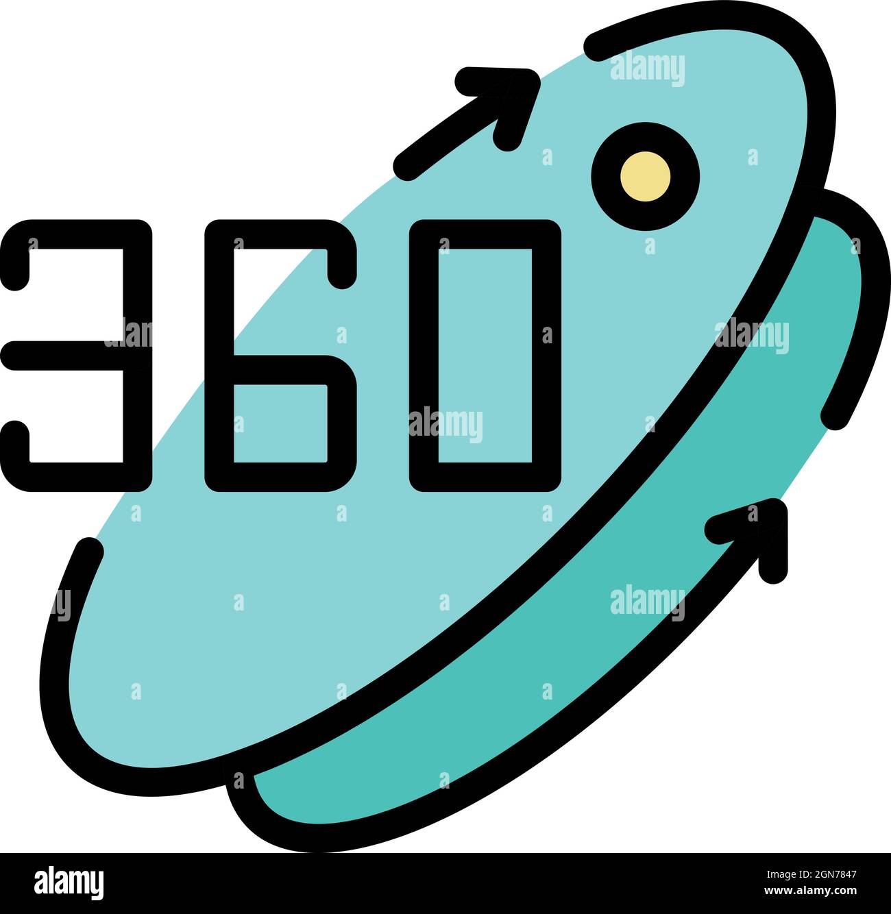 360 vr circle icon. Outline 360 vr circle vector icon color flat ...