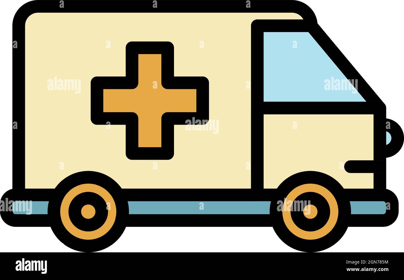 Emergency ambulance icon. Outline emergency ambulance vector icon color ...