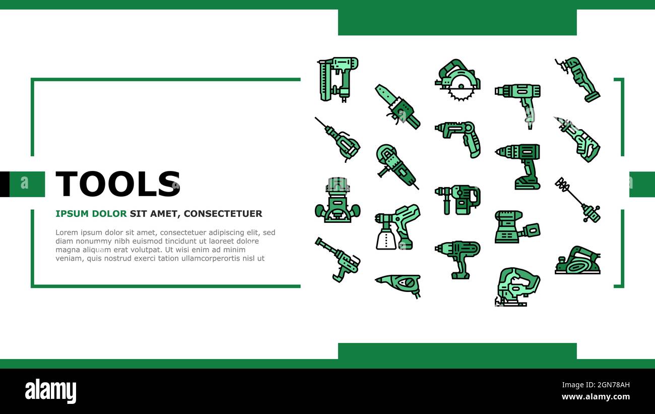 Tools For Building And Repair Landing Header Vector Stock Vector Image ...