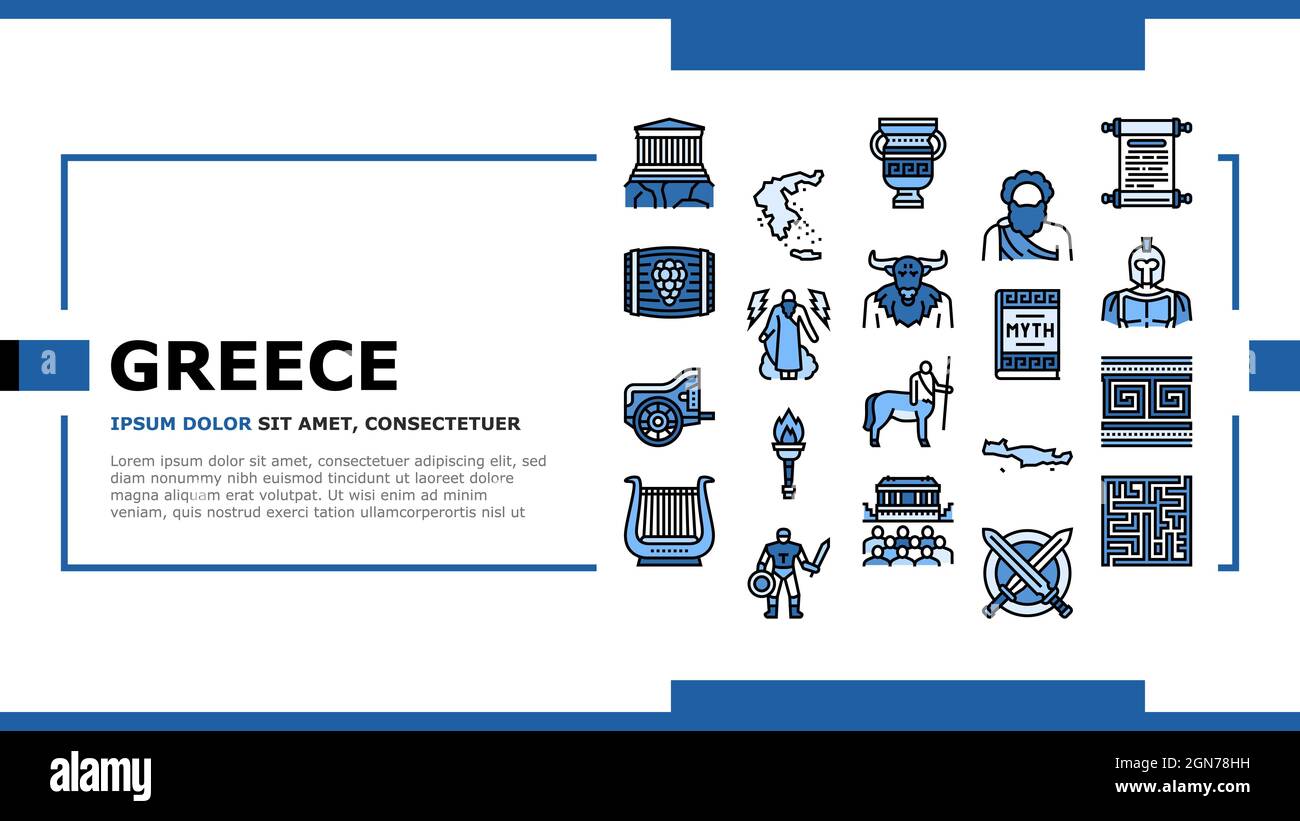 Ancient Greece Mythology History Landing Header Vector Stock Vector ...