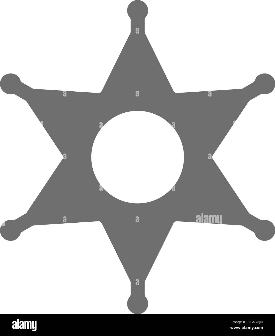 Sheriff badge, police star grey icon. Isolated on white background ...