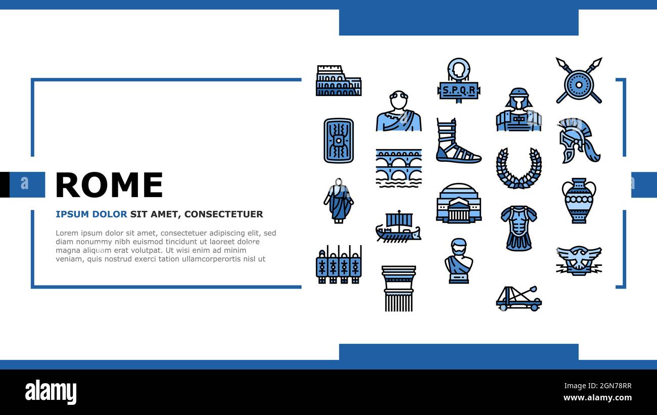 Ancient Rome Antique History Landing Header Vector Stock Vector Image ...