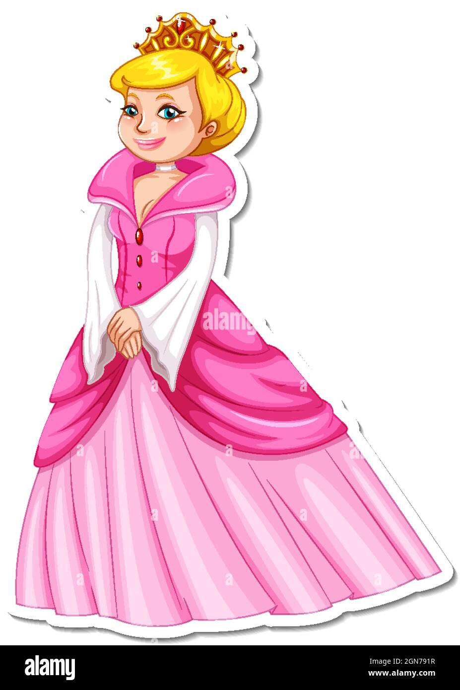 Beautiful princess cartoon character sticker illustration Stock Vector ...