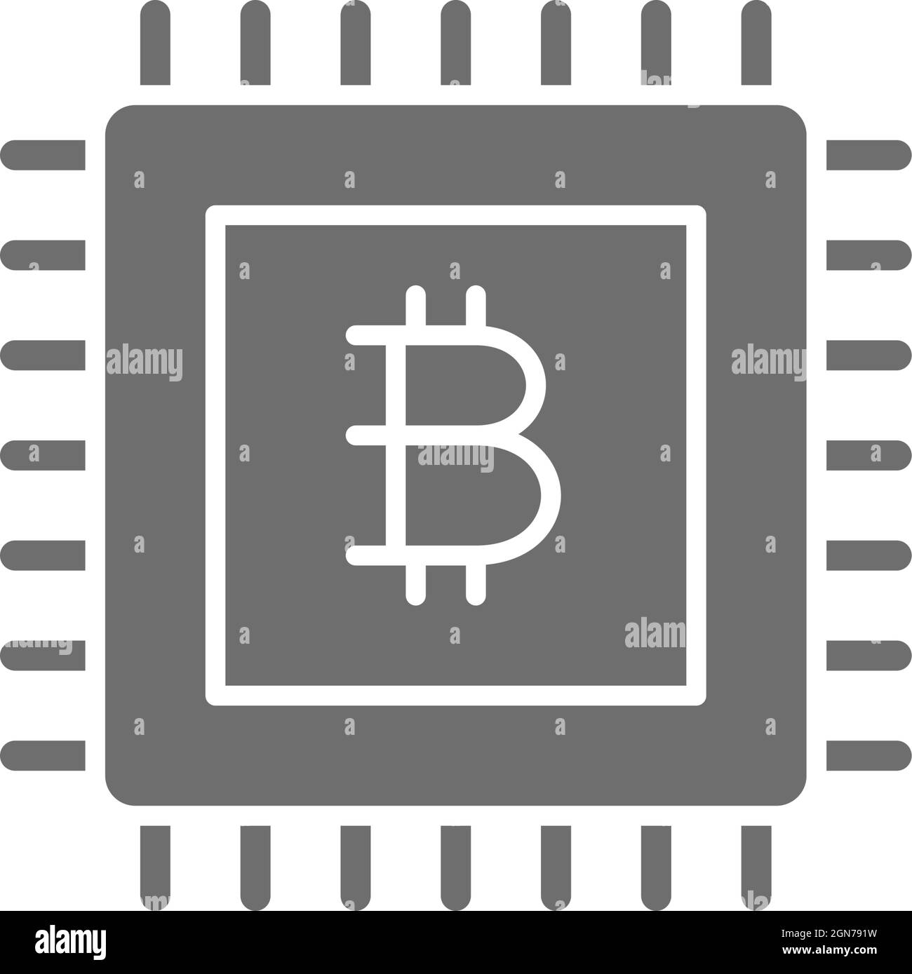 Motherboard with bitcoin sign, blockchain grey icon Stock Vector Image ...