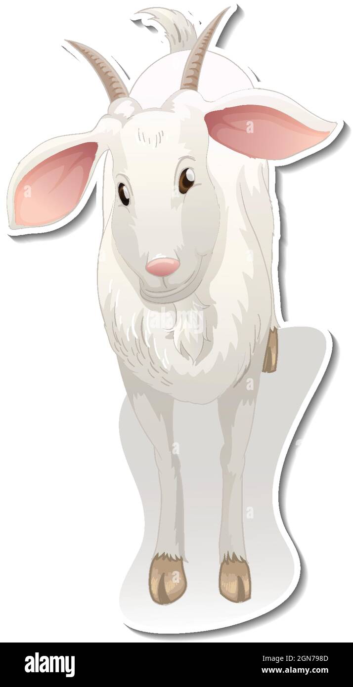 Sticker design with a goat cartoon character illustration Stock Vector ...