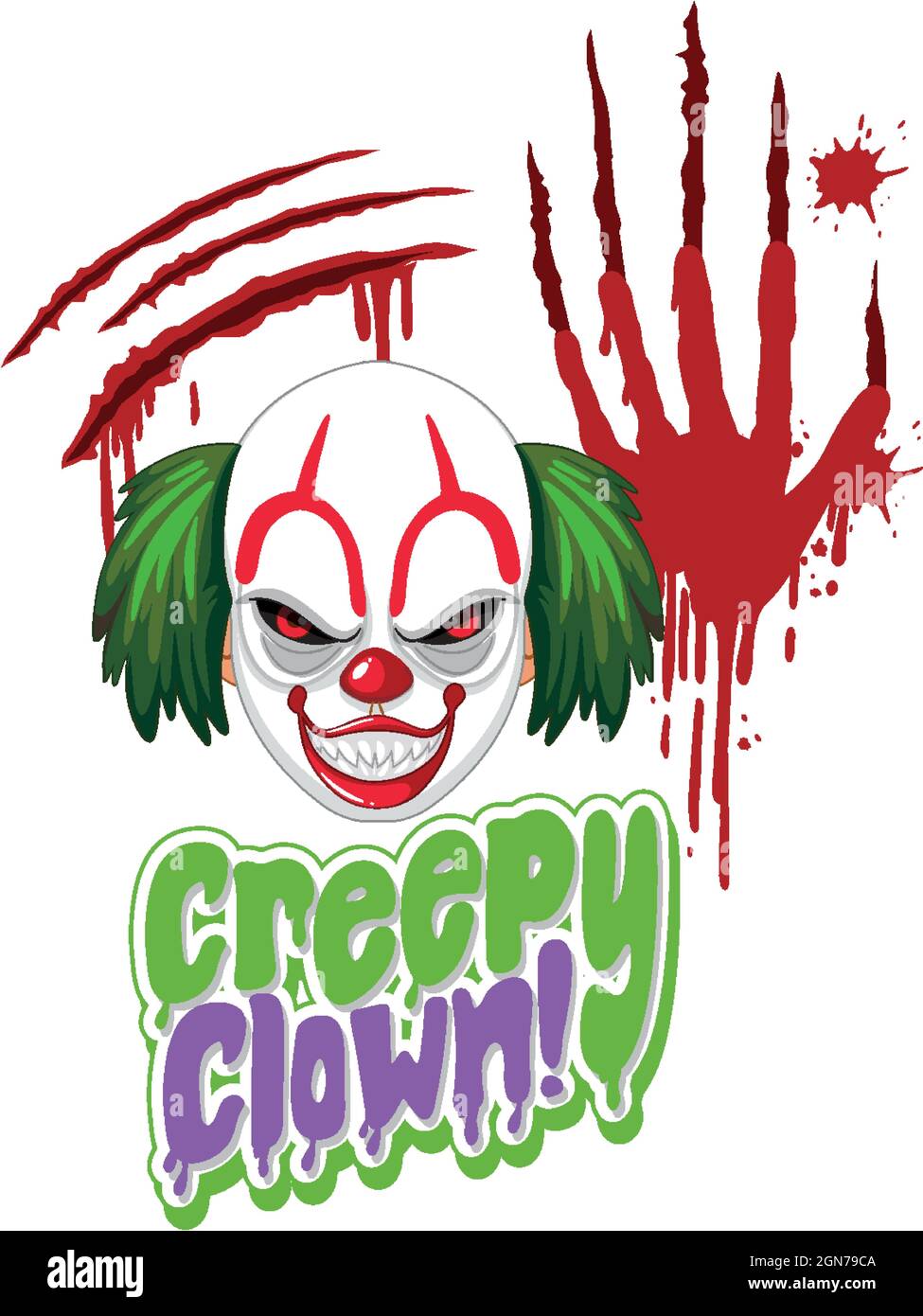 Cleepy Clown text design with scary clown illustration Stock Vector ...