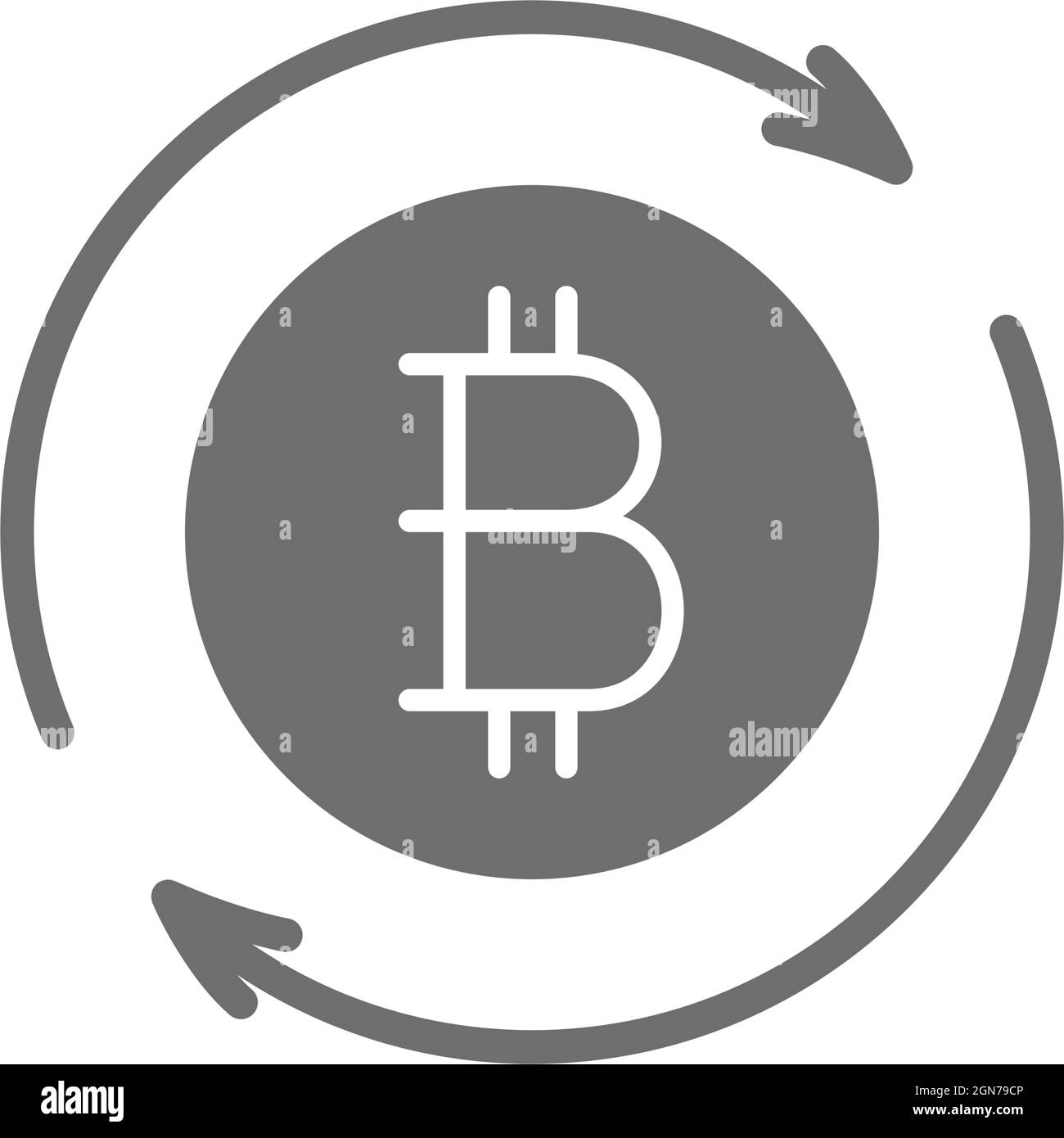 Bitcoin coin sign, cryptocurrency exchange grey icon Stock Vector Image ...