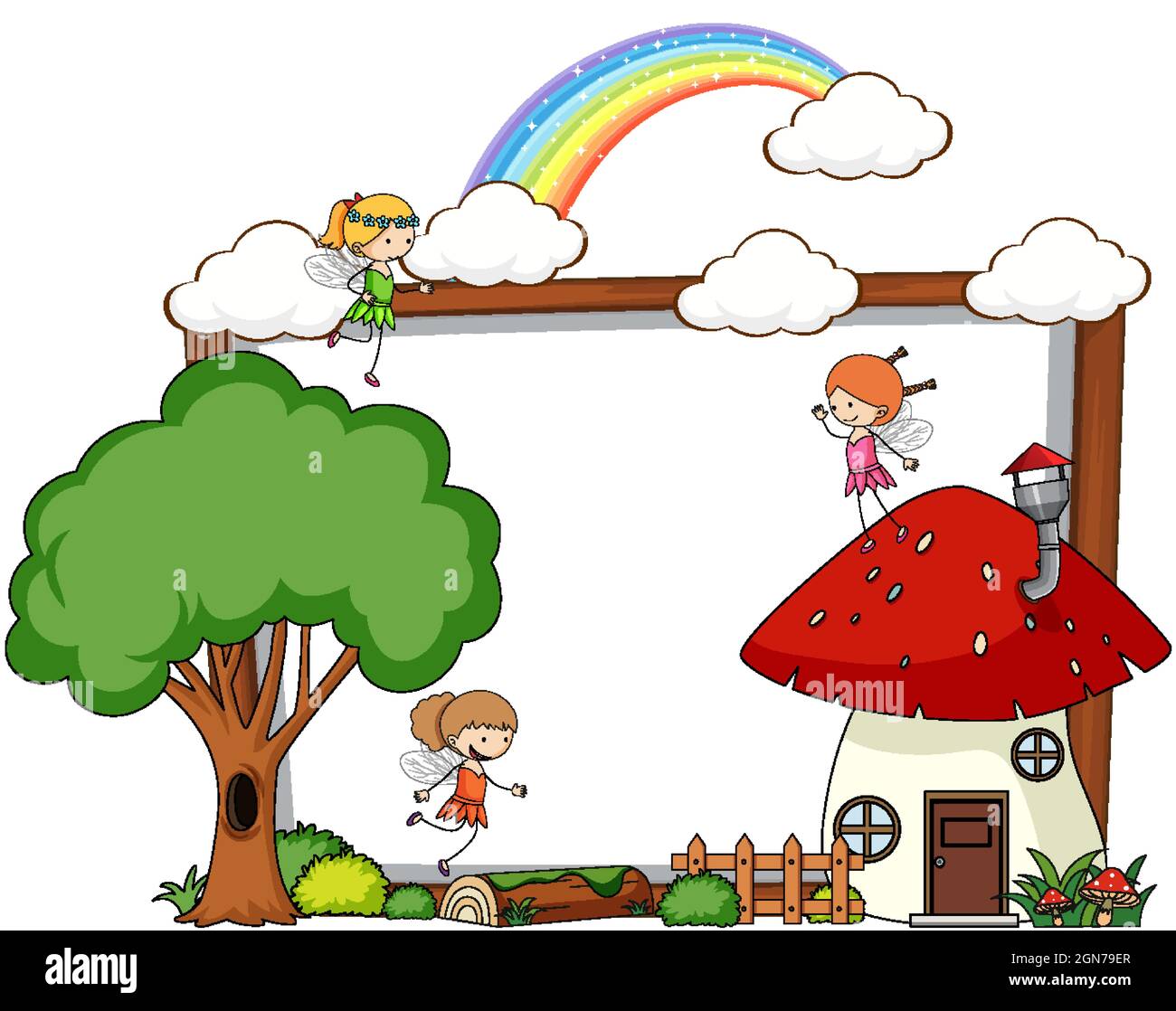 Empty banner with kids cartoon character and elements isolated ...