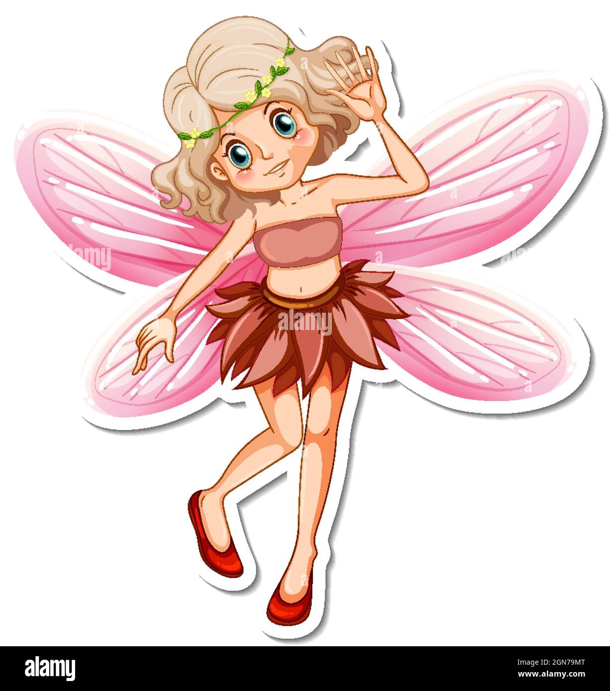 Beautiful fairy cartoon character sticker illustration Stock Vector ...
