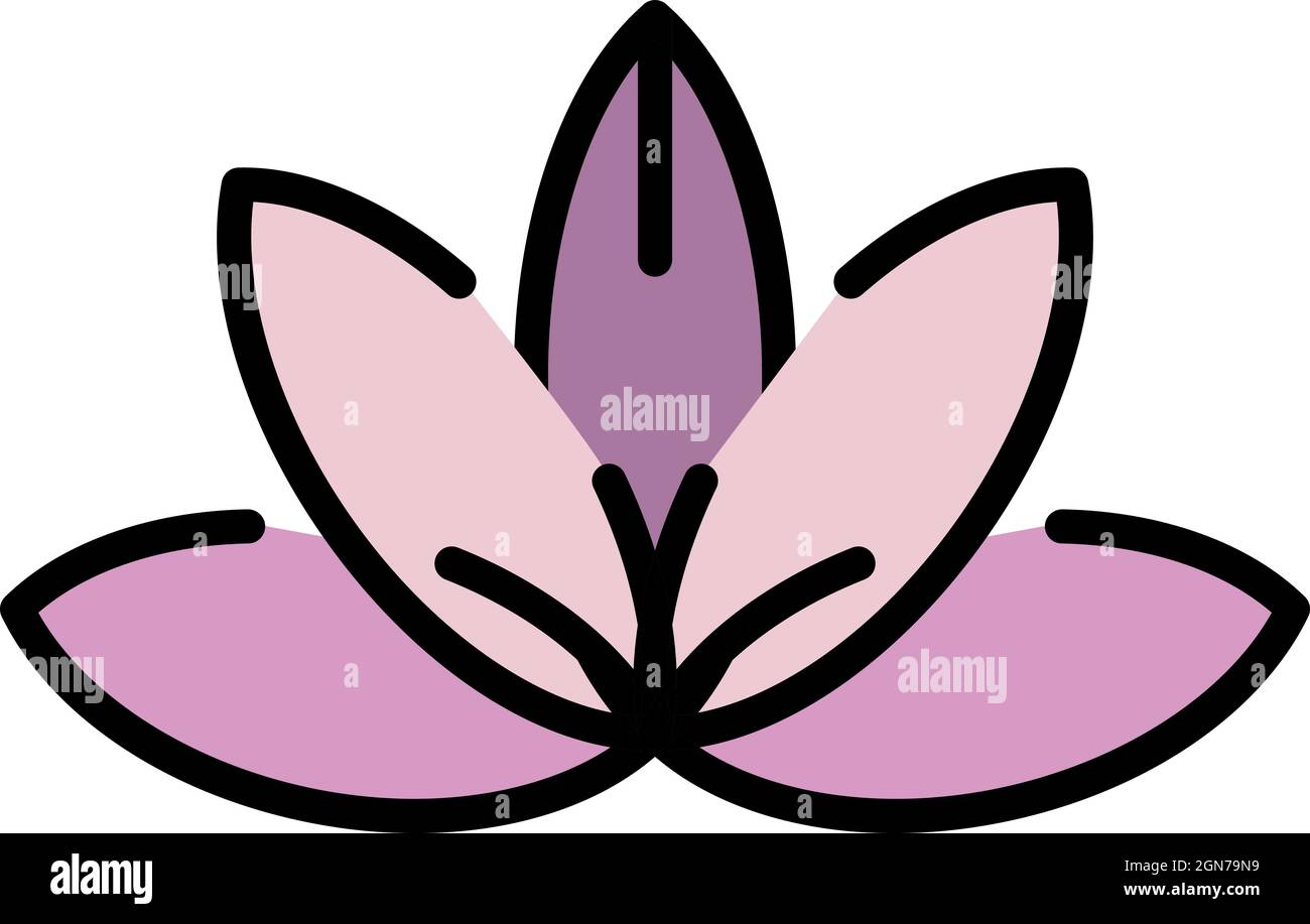 Lotus icon. Outline lotus vector icon color flat isolated Stock Vector ...