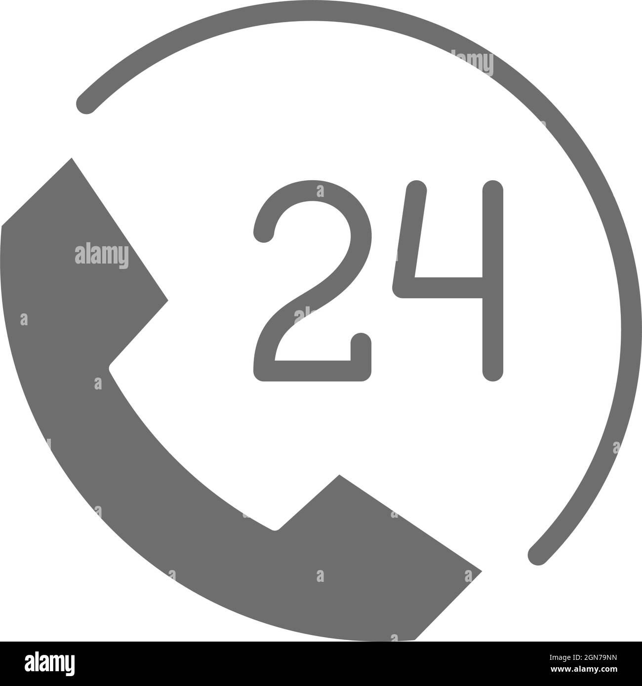 Round clock hotline, 24 hours service, help time grey icon Stock Vector ...