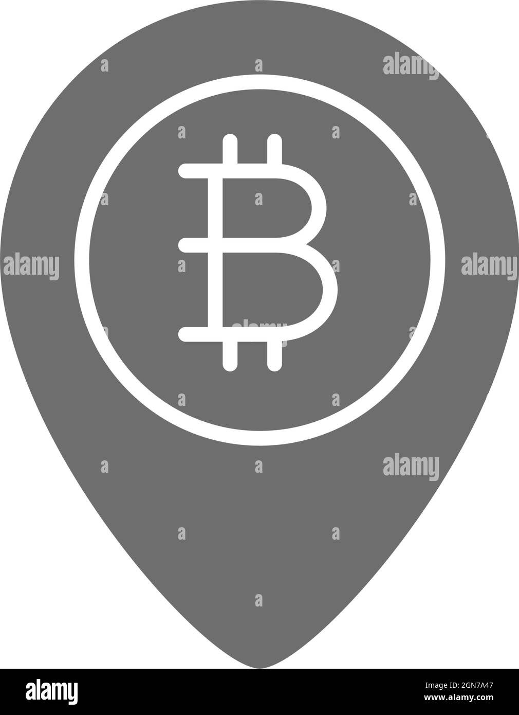 Location mark with bitcoin coin, blockchain grey icon Stock Vector ...