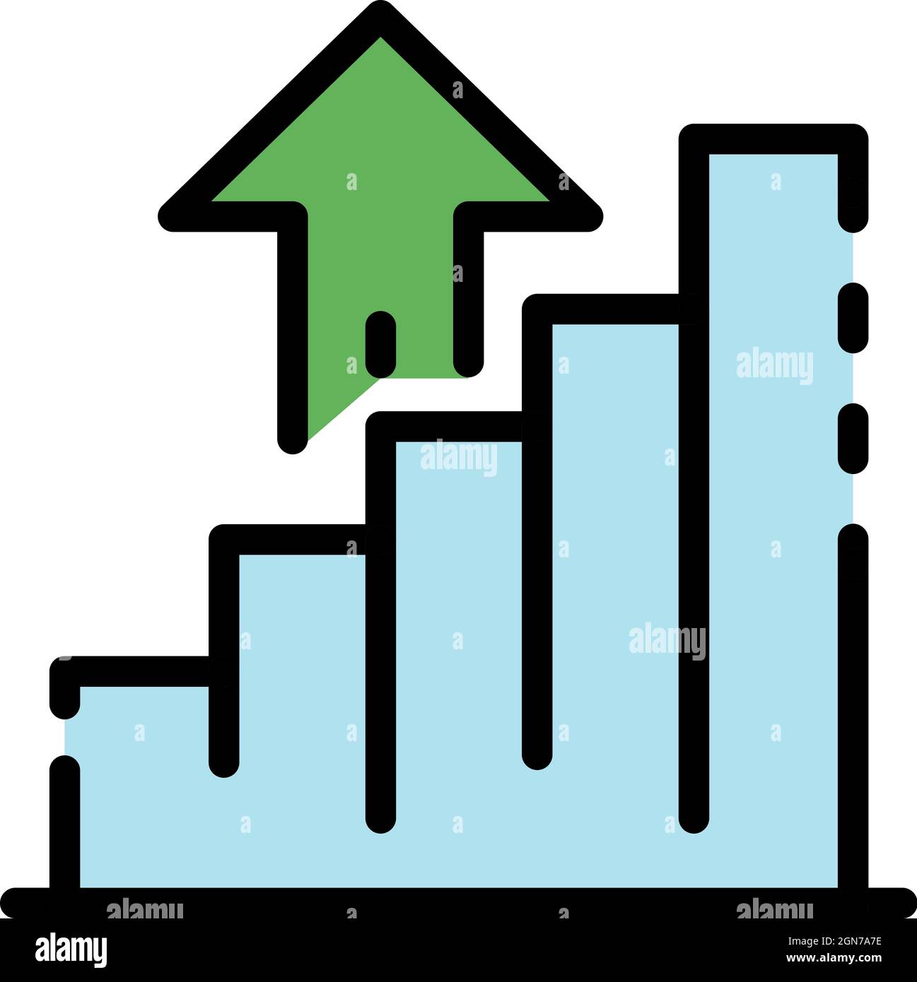 Money graph rise up icon. Outline money graph rise up vector icon color ...