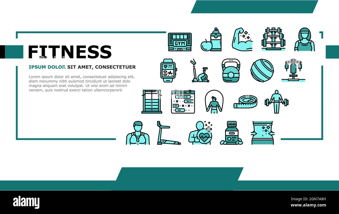 Fitness Health Athlete Training Landing Header Vector Stock Vector ...