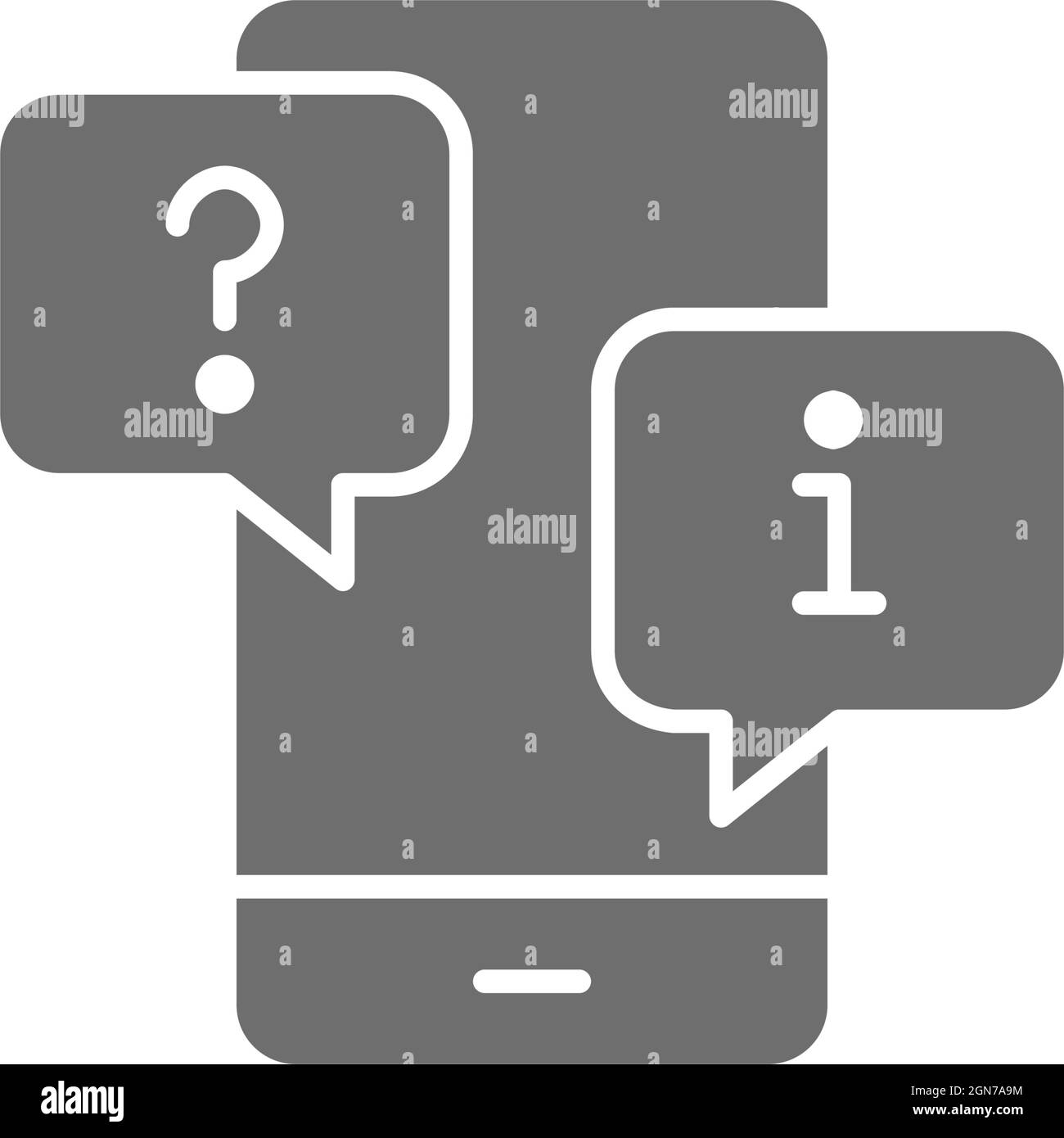 Smartphone with chat cloud, faq and answers grey icon Stock Vector ...