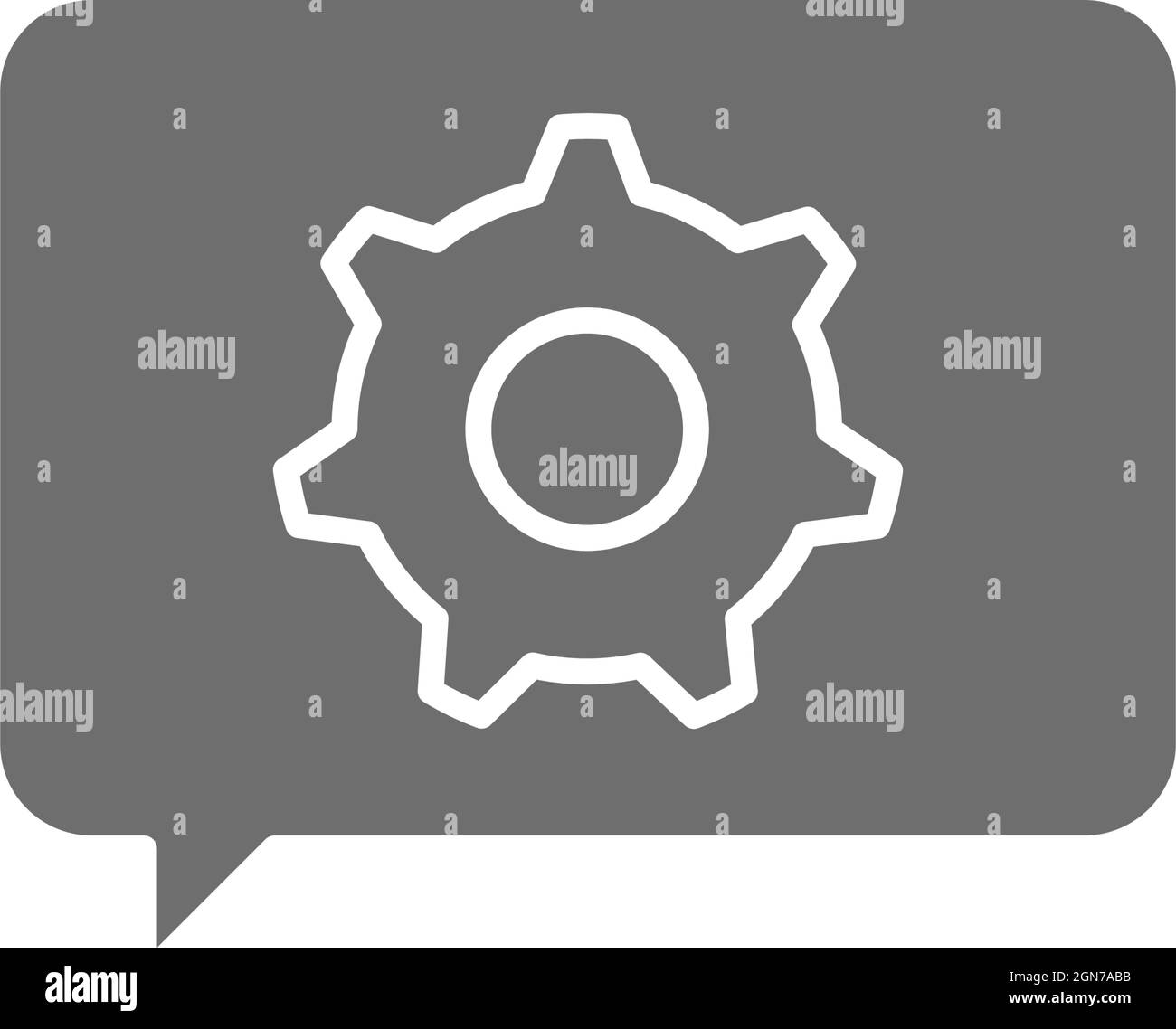 Message with gear wheel, faq, technical assistance grey icon Stock ...