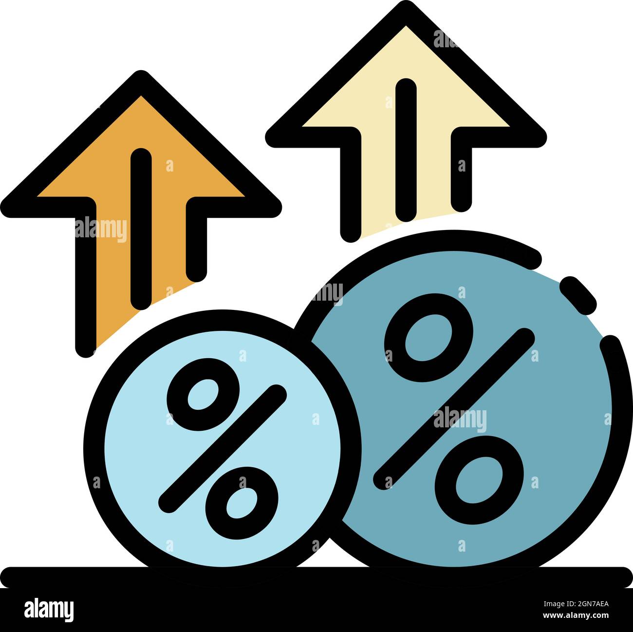 Money percent grow up icon. Outline money percent grow up vector icon ...