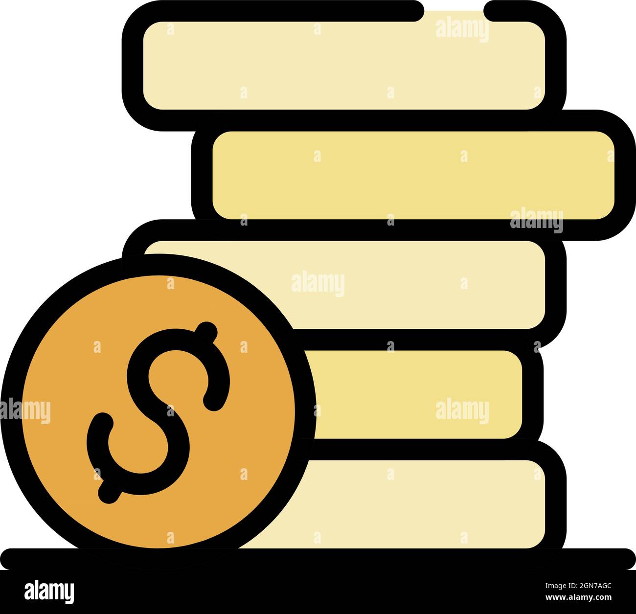 Dollar coin stack icon. Outline dollar coin stack vector icon color ...