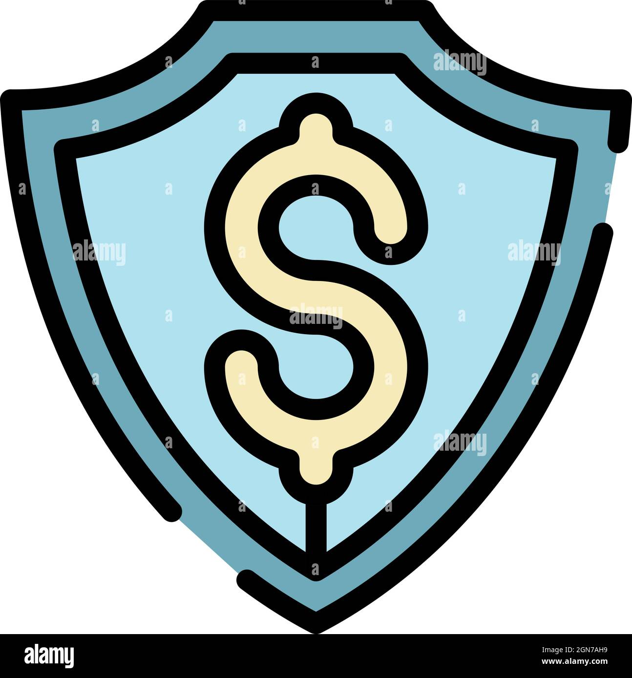 Dollar shield icon. Outline dollar shield vector icon color flat ...