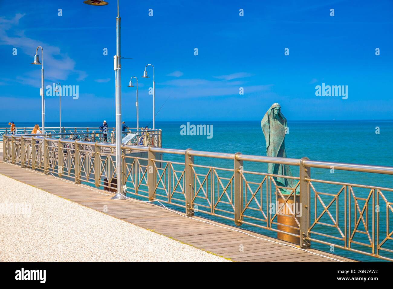 bronze statue of St.Anthony, located in the sea near the pier, Marina ...