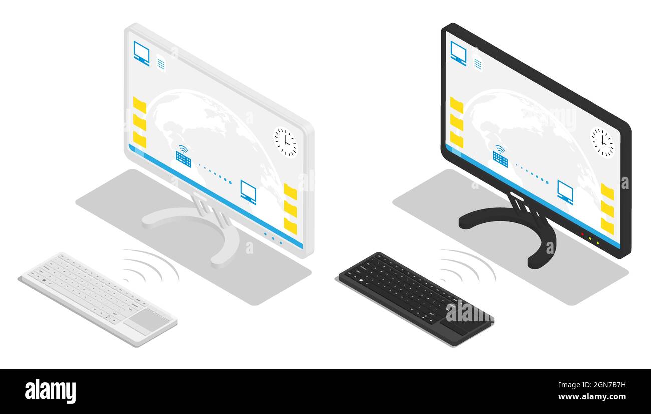 isometric wireless keyboard connects to the all in one computer ...