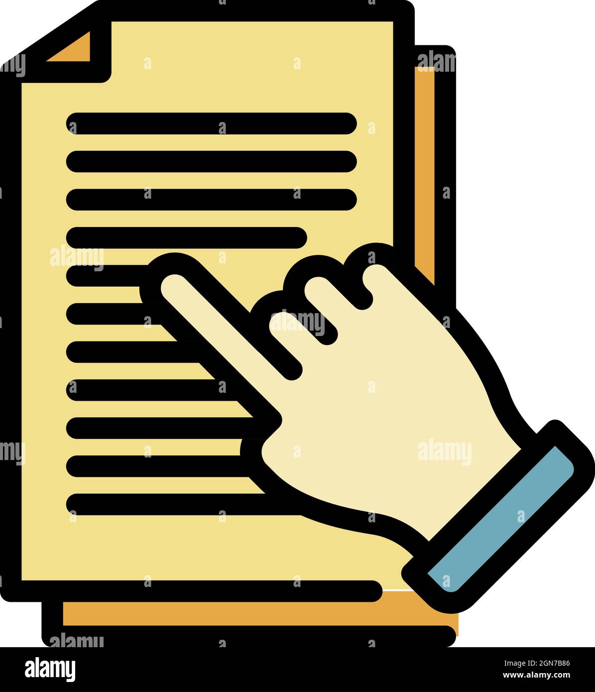 Finger document show icon. Outline finger document show vector icon ...