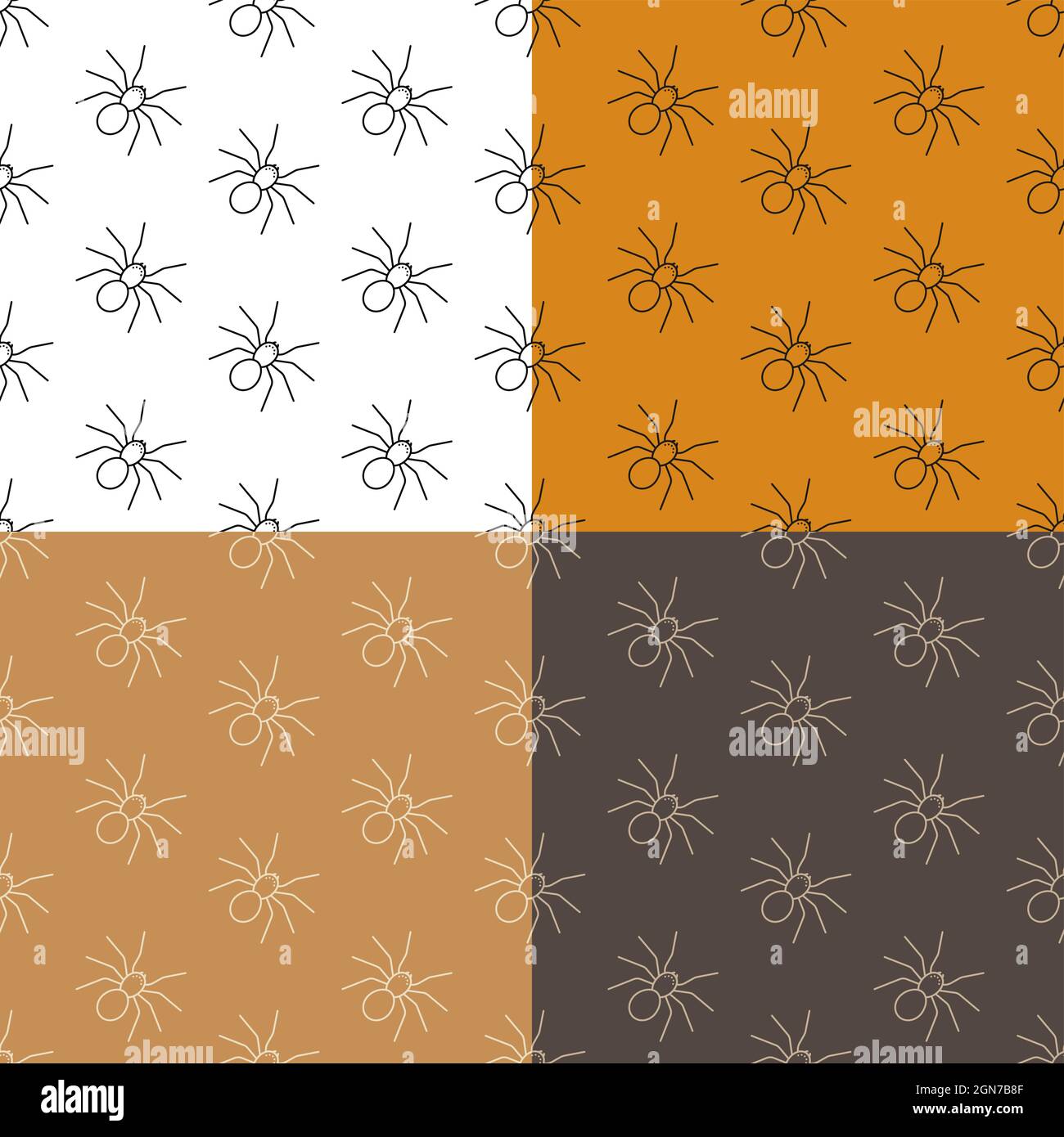 set of seamless patterns with terrible spiders icon. Ornament for ...
