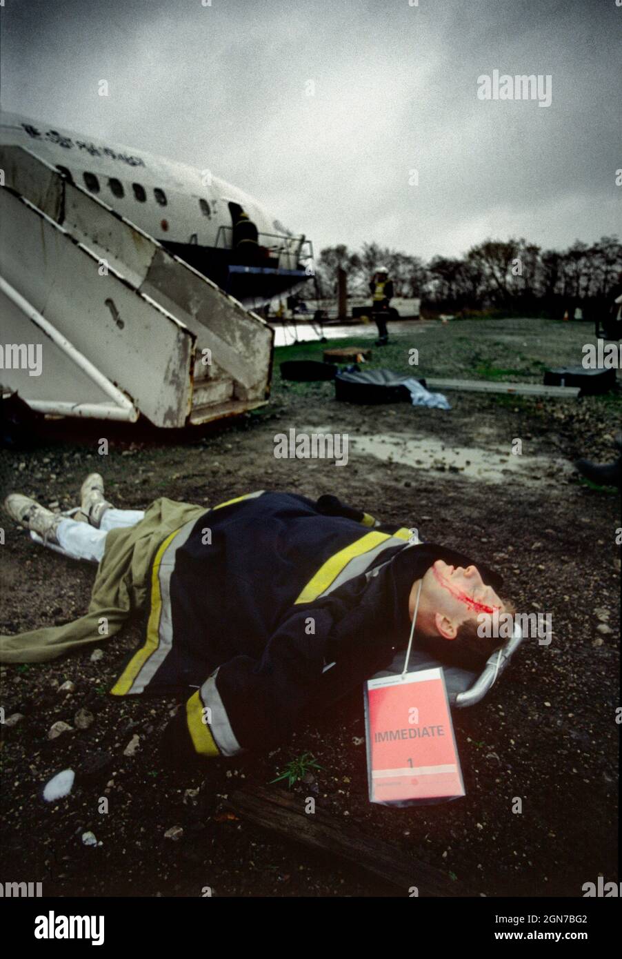 'Corpse' simulation after plane crash exercise Stock Photo - Alamy
