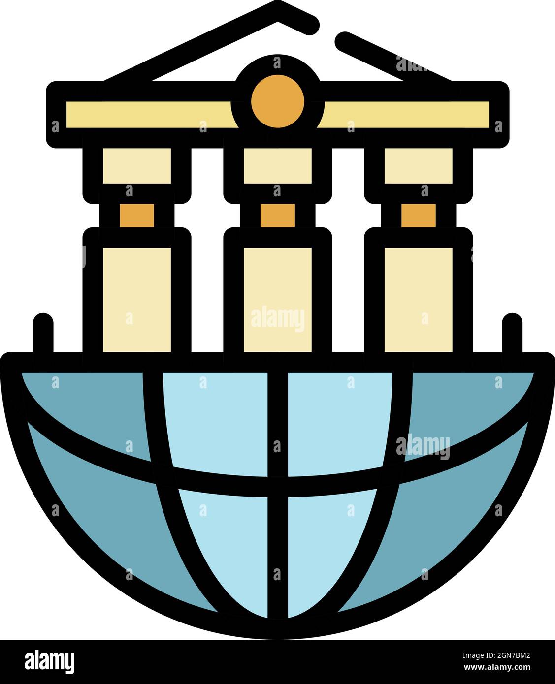 Global bank system icon. Outline global bank system vector icon color ...