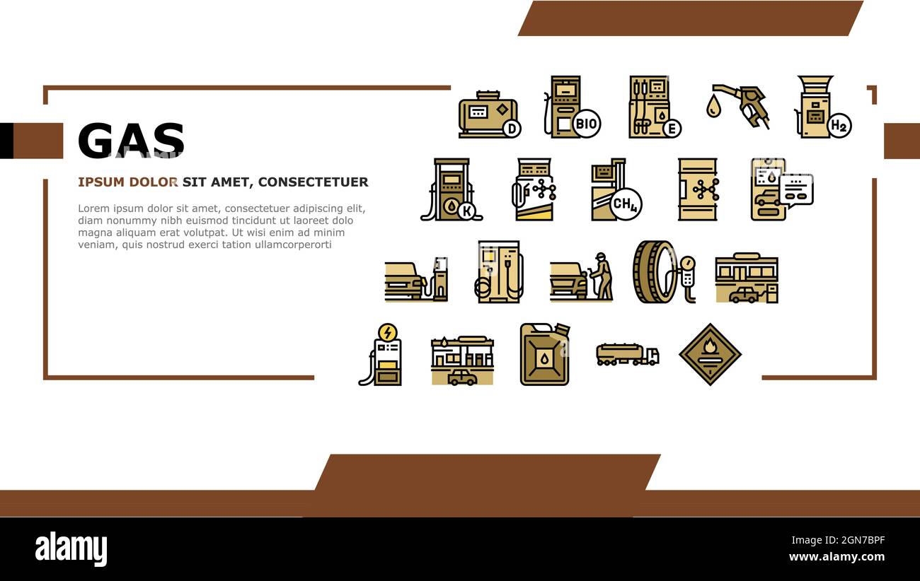 Gas Station Refueling Equipment Landing Header Vector Stock Vector ...