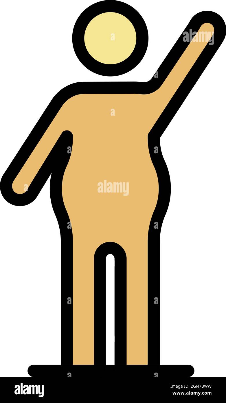 Man overweight icon. Outline man overweight vector icon color flat ...
