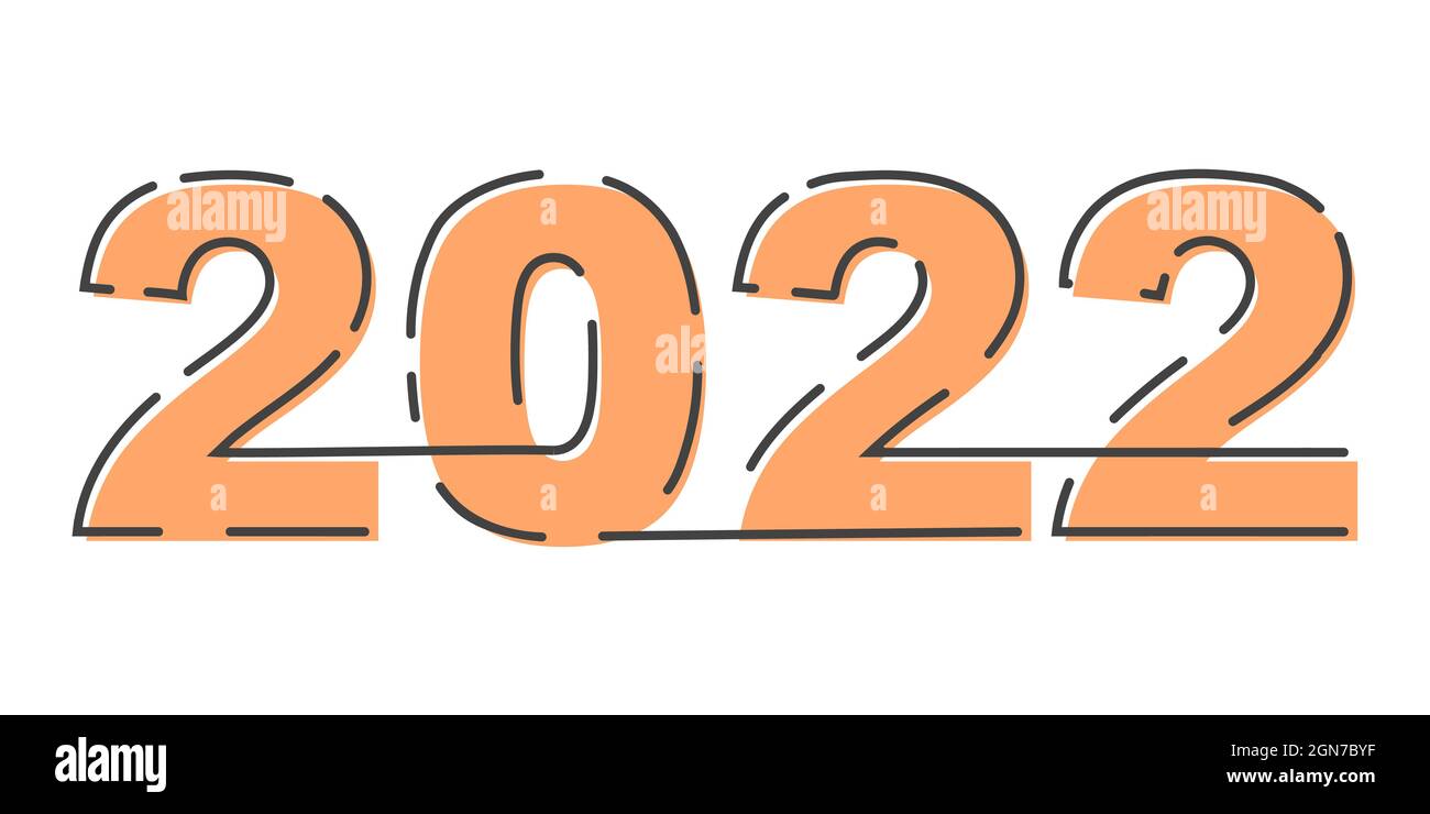 2022 happy new year lettering broken outline lines Stock Vector Image ...