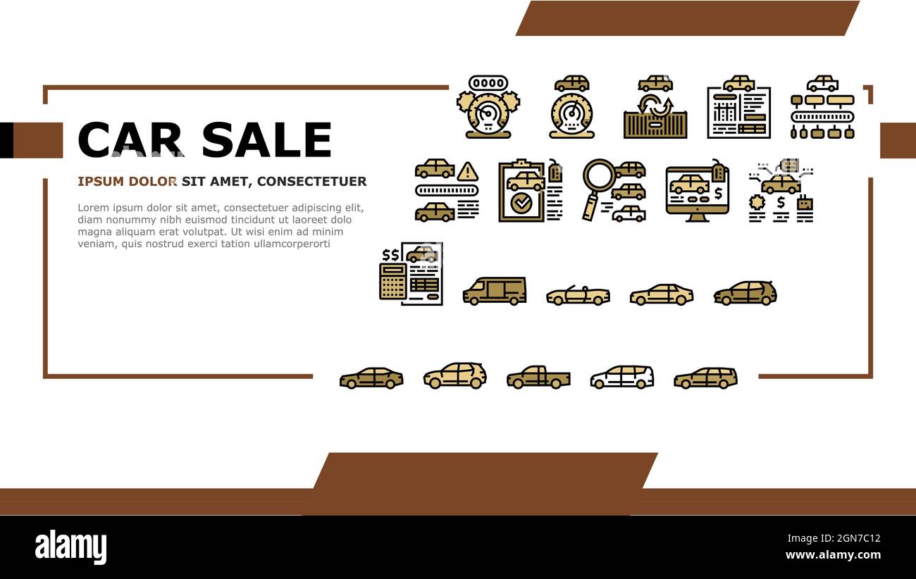 Used Car Sale Automobile Service Landing Header Vector Stock Vector ...