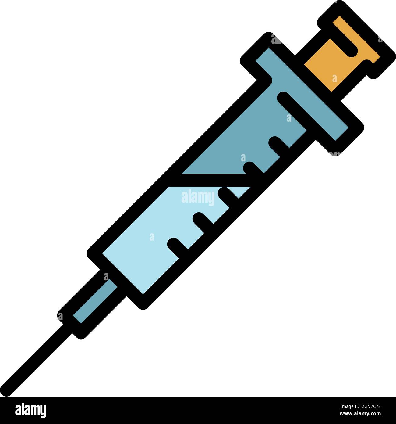 Drug syringe icon. Outline drug syringe vector icon color flat isolated ...
