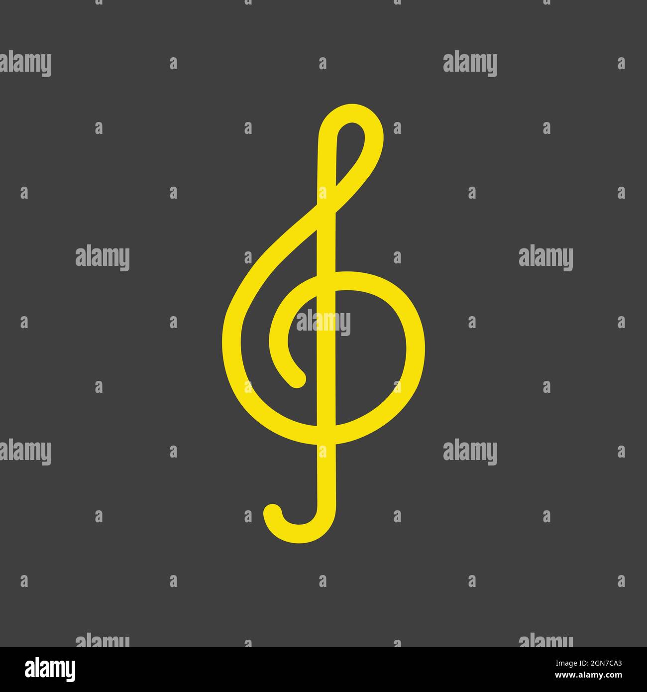 Treble clef vector glyph icon on dark background. Music sign. Graph ...