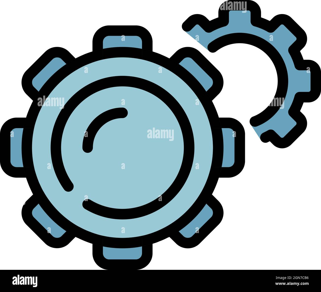 Gear mechanism icon. Outline gear mechanism vector icon color flat ...